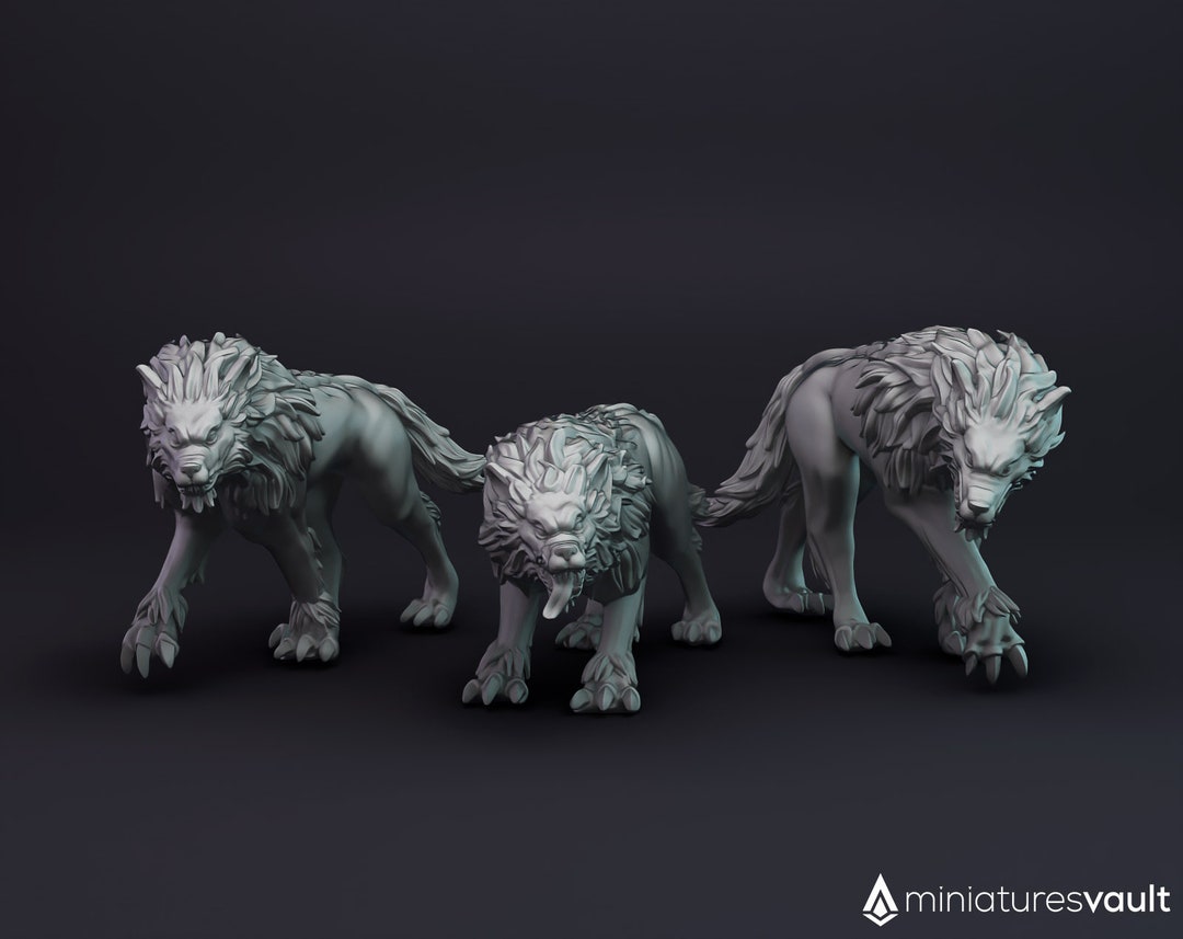 Dire Wolves Pack - Miniatures for Dungeons & Dragons 5E, Tabletop RPG ...