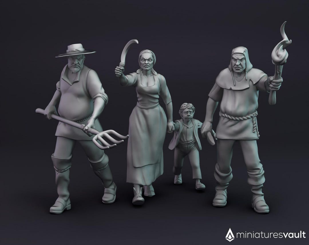 Angry Villagers / Peasants / Mobs - Miniatures for Dungeons & Dragons ...