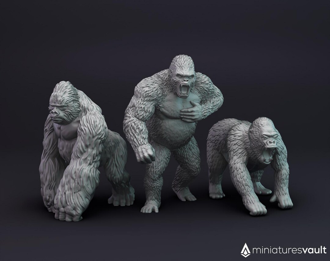 Gorillas Pack / Silverback / Ape - Miniatures for Dungeons & Dragons 5E, Tabletop RPG, Wargames ...