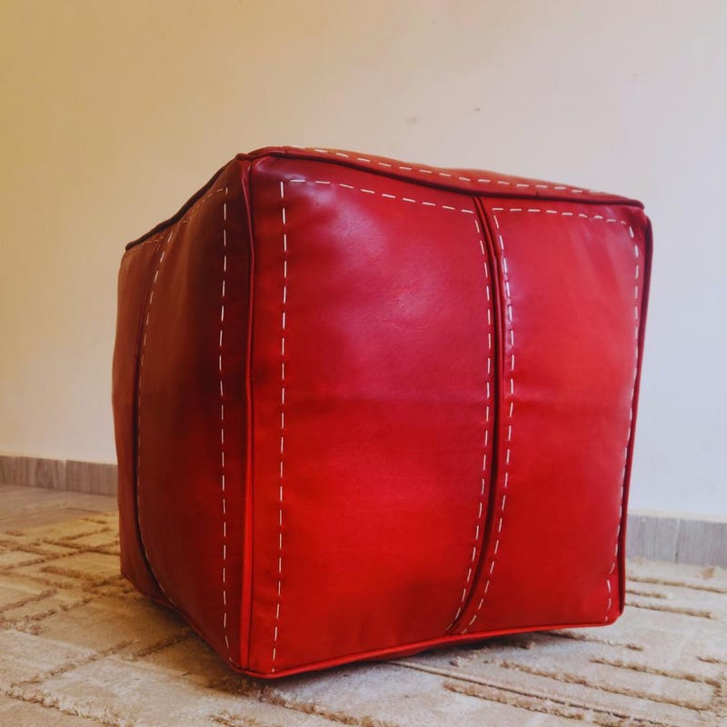 Red Black Leather Stool - Etsy