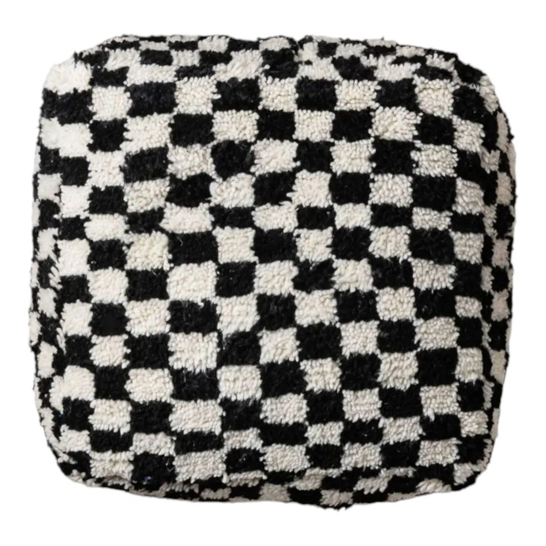 Vintage Moroccan Ottoman Pouf, Moroccan Kilim Pouf, Checker Ottoman ...