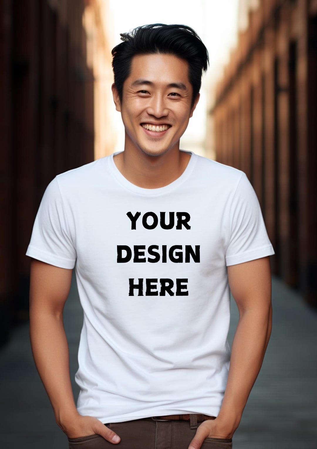 Gildan 64000 White Shirt Front Male Mockup Picture/ Ideal for Your ...