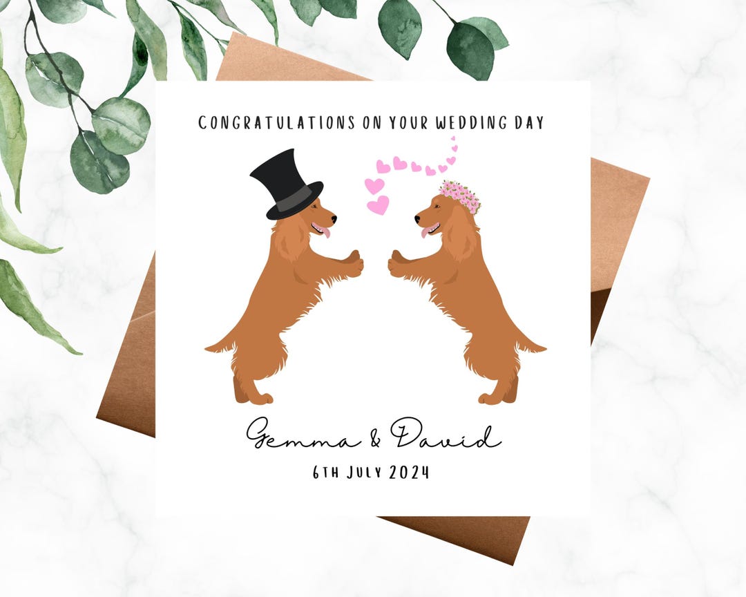 Personalised Wedding Card Dog Wedding Card Farming Wedding Bride and ...