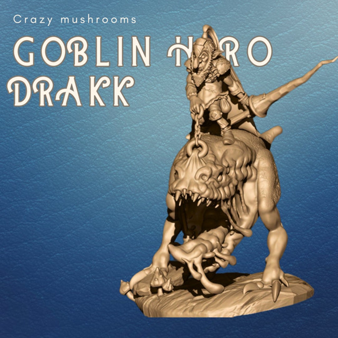 Goblin Miniature Goblin Hero on Giant Cave Monster for Warhammer or ...