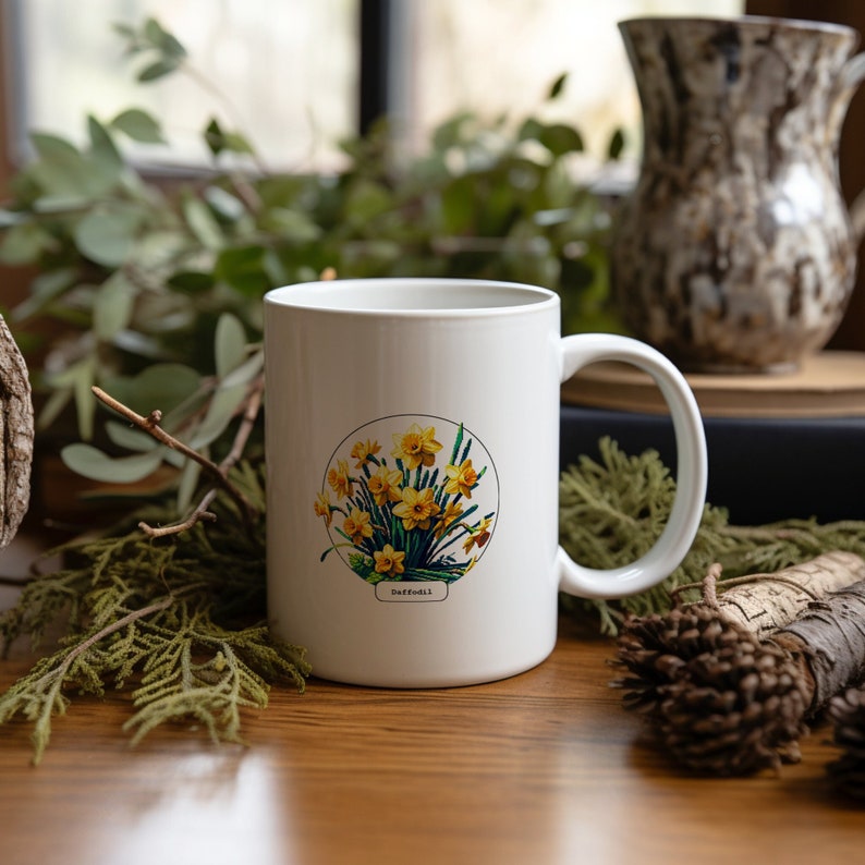 Charming DAFFODIL Flower Pixel Art Mug - Etsy