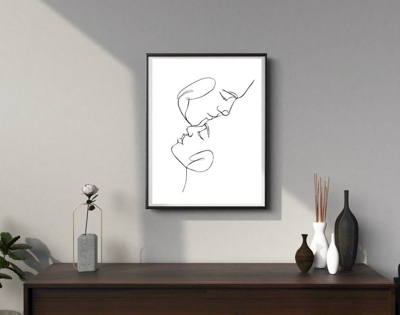 Couples Wall Art, Home Decor, Line Art - Etsy