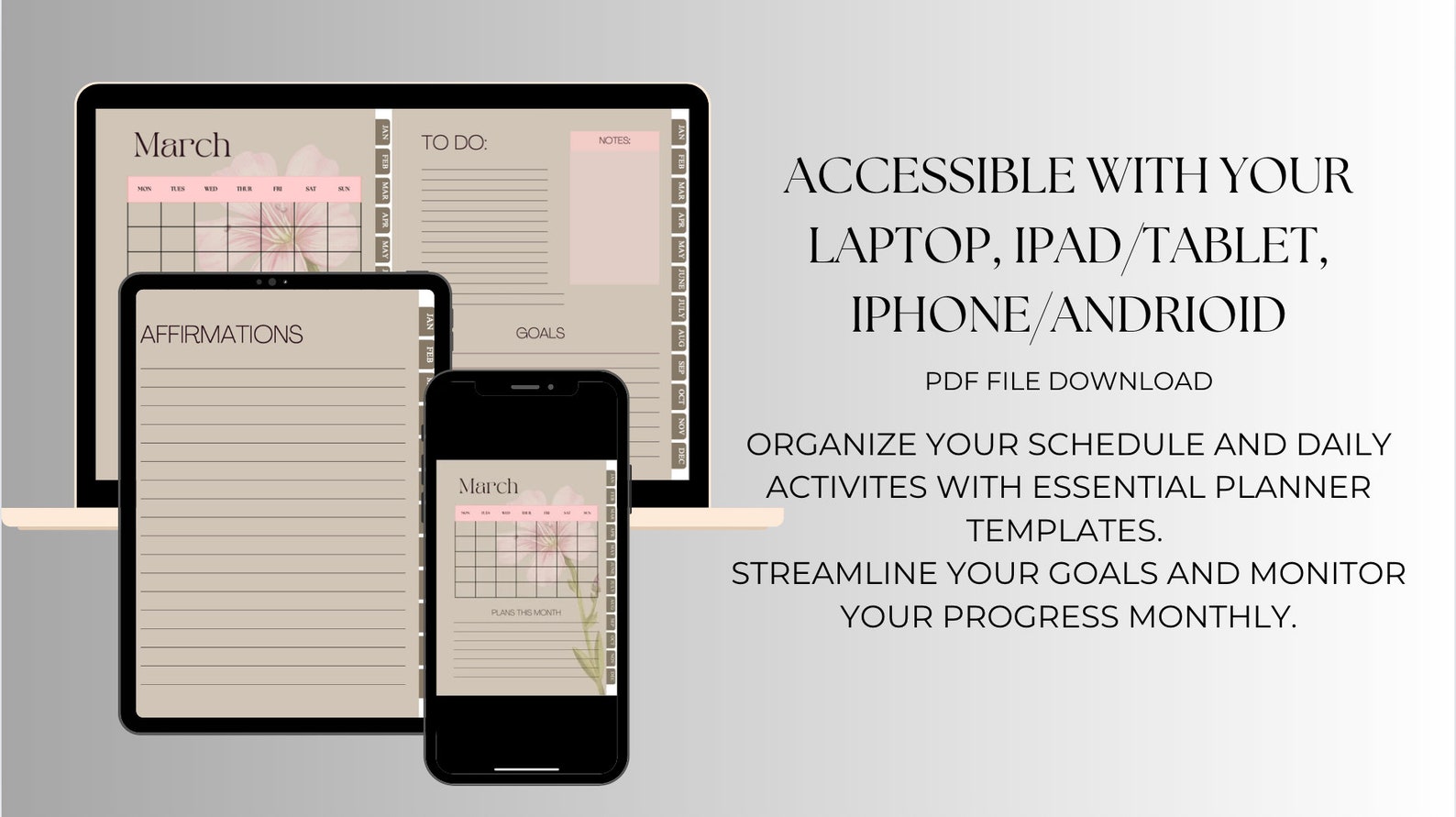 Digital Monthly Planner, Easy Use Planner, Monthly Planner - Etsy
