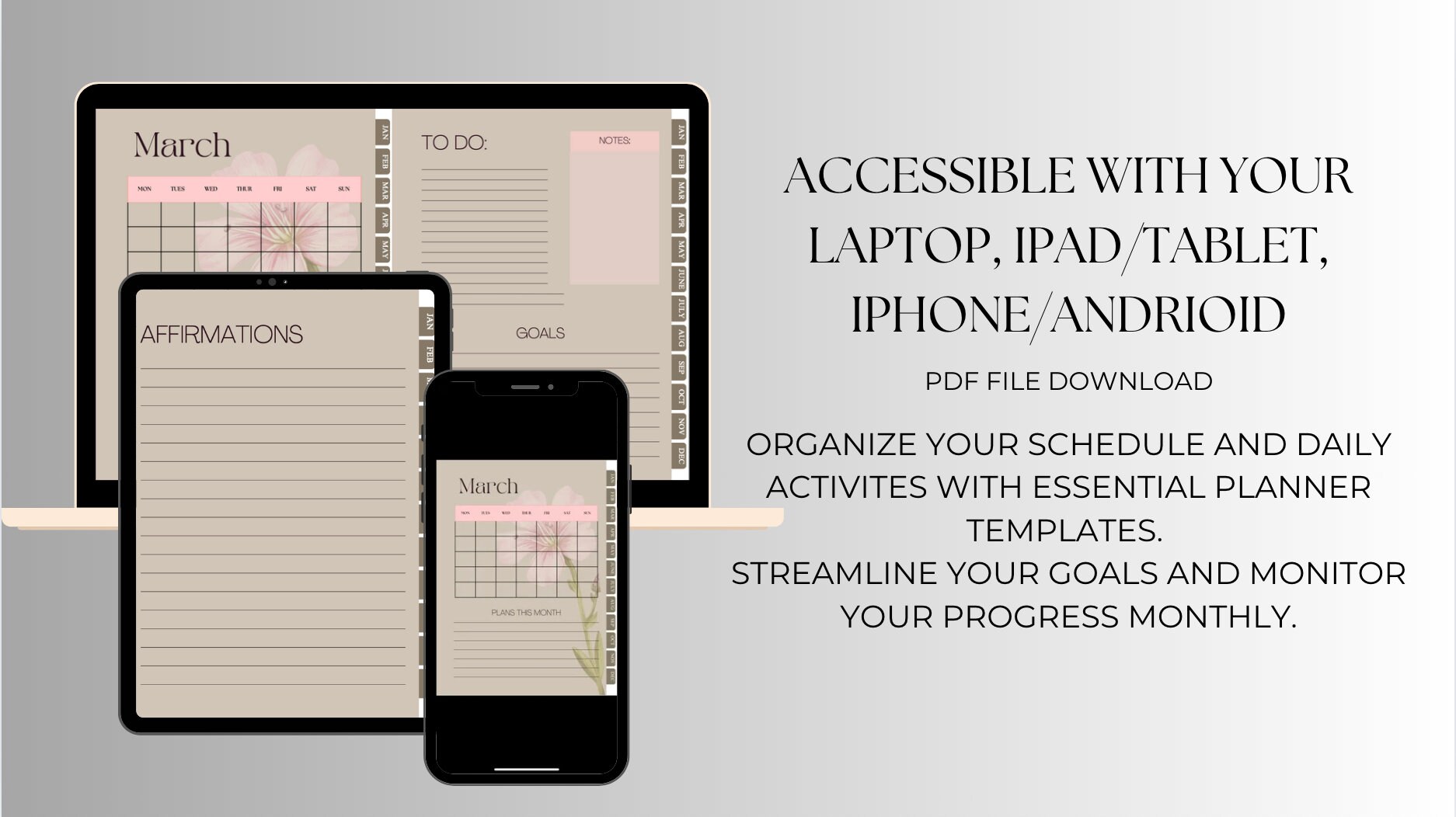 Digital Monthly Planner, Easy Use Planner, Monthly Planner - Etsy