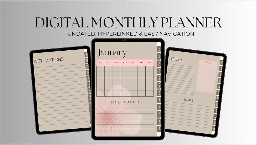 Digital Monthly Planner, Easy Use Planner, Monthly Planner - Etsy