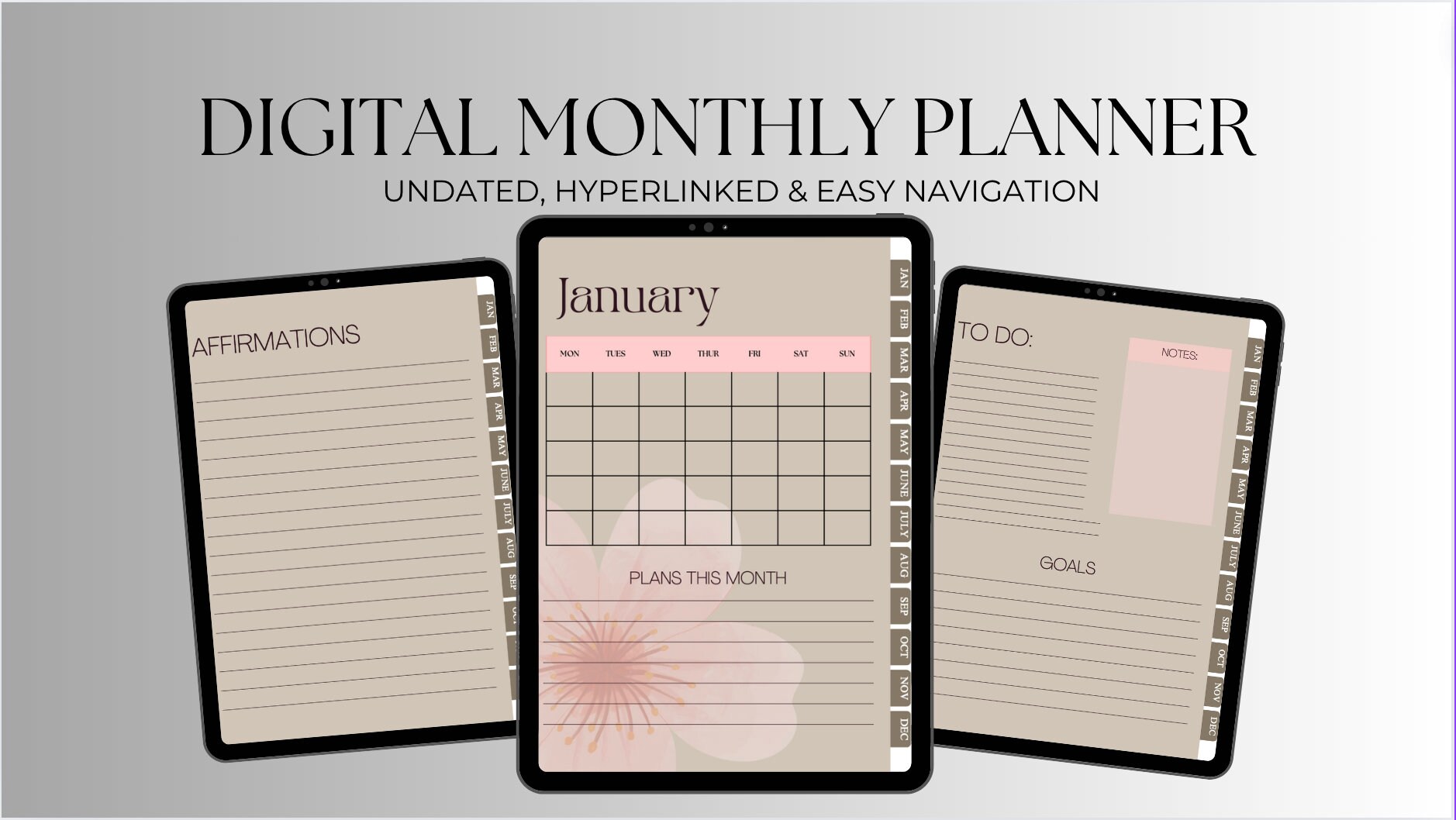 Digital Monthly Planner, Easy Use Planner, Monthly Planner - Etsy