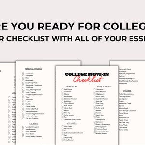 Best College Move-in Checklist, Freshman Essentials Checklist, College ...
