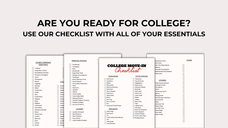 Best College Move-in Checklist, Freshman Essentials Checklist, College ...