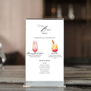 Modern Bar Menu Template, Wedding Bar Menu, Party Bar Menu, Signature ...