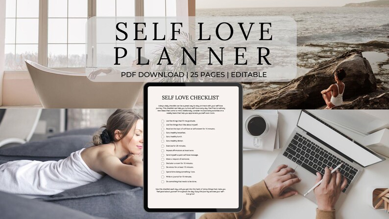 Self Love Planner | Digital Planner | Downloadable & Editable Planner | Self Care | Self Love ...