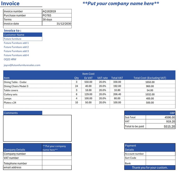 Invoice Creation to Include Automated VAT Rate and Pricing Totals ...