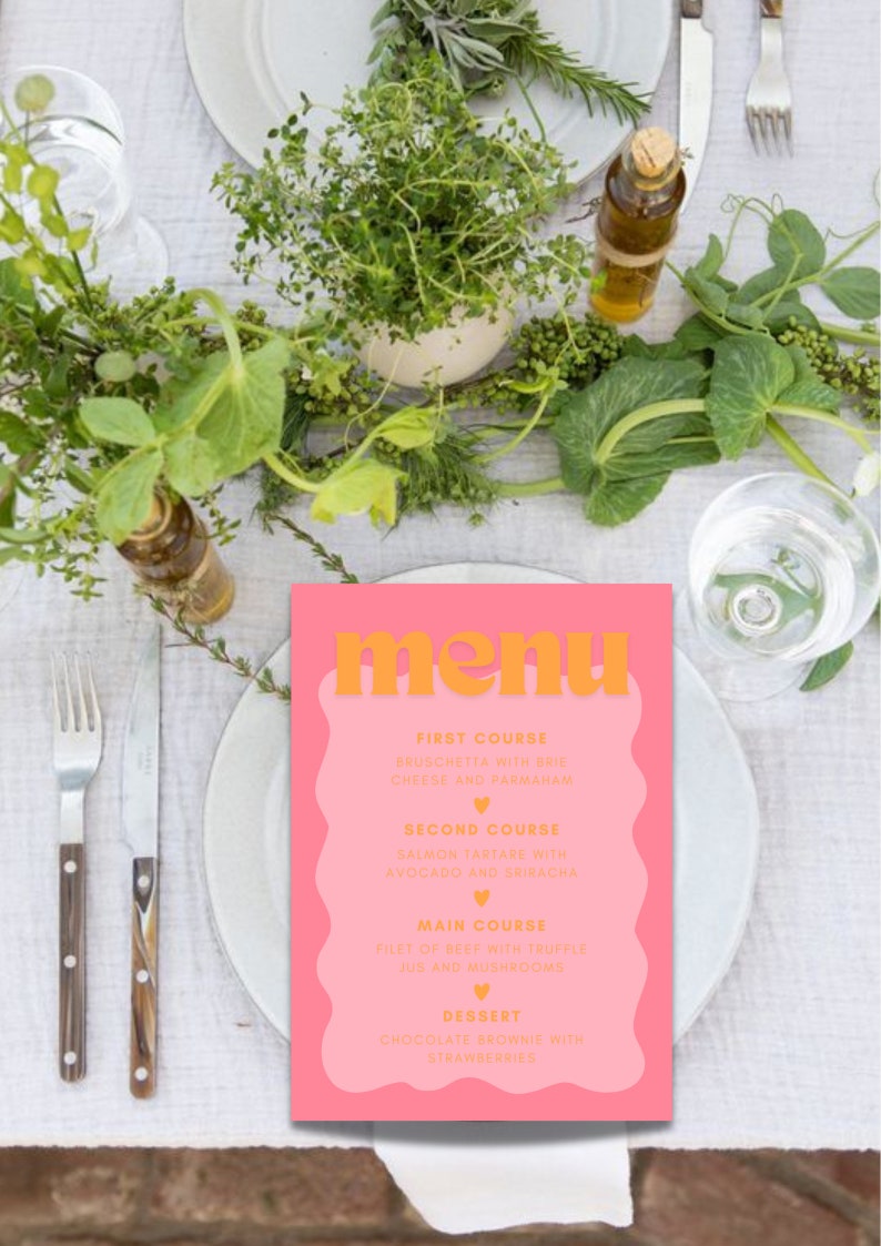 21 Diner Invitation Menu Namecards Template Set Digitally Editable ...