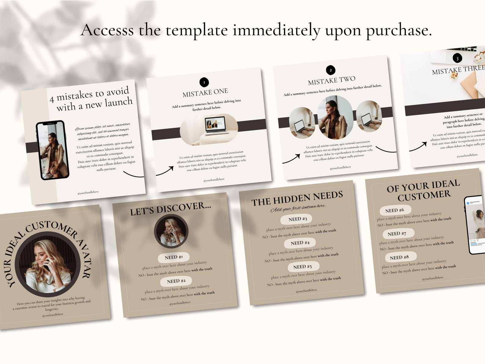 Minimalist Instagram Carousel Templates, Editable Carousel Posts for ...