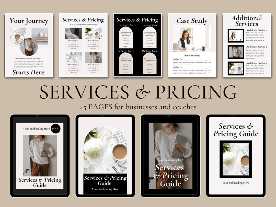 Elegant Services and Pricing Guide: Client Brochure Template (canva, A4 ...
