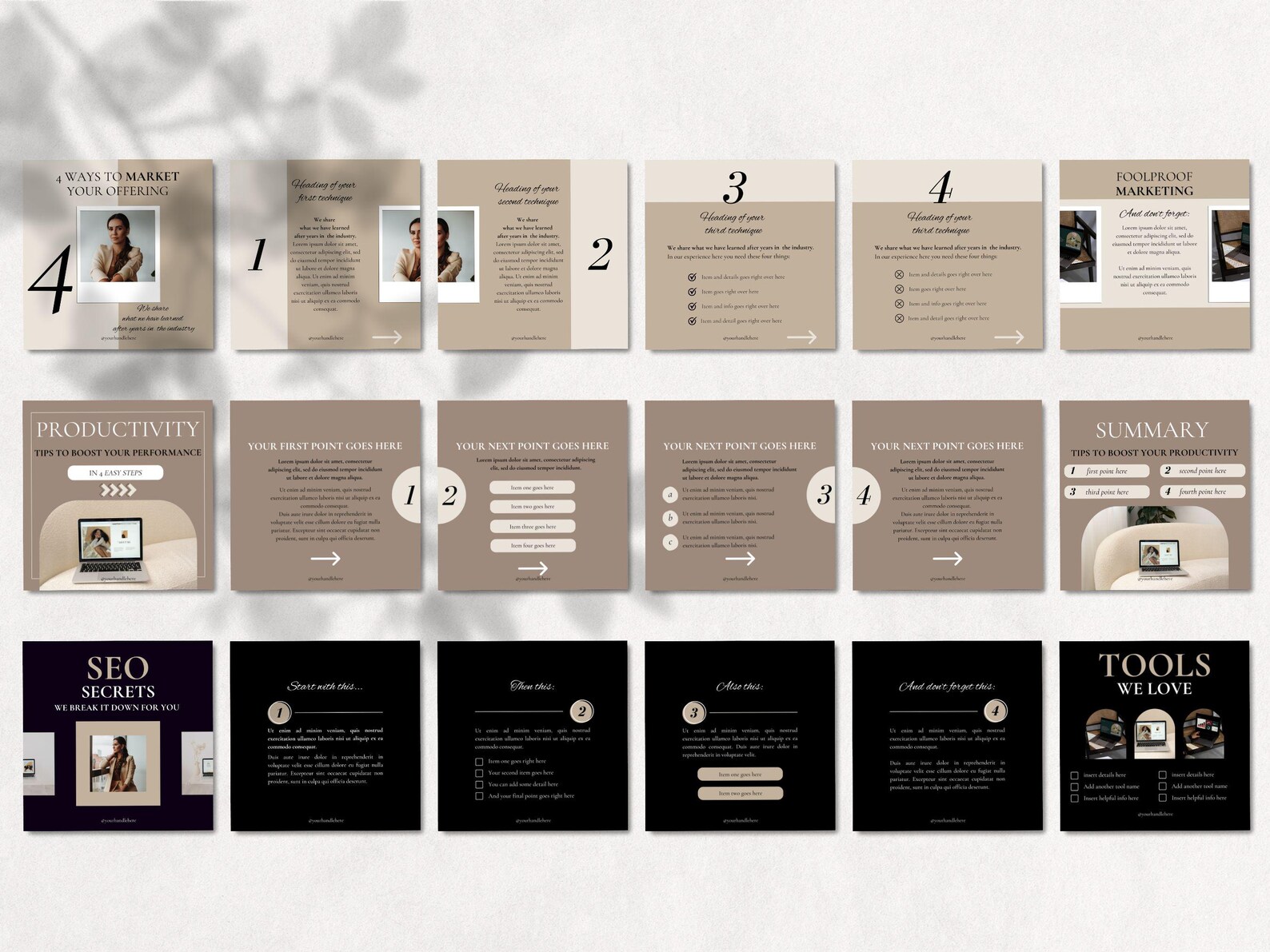 Minimalist Instagram Carousel Templates, Editable Carousel Posts for ...