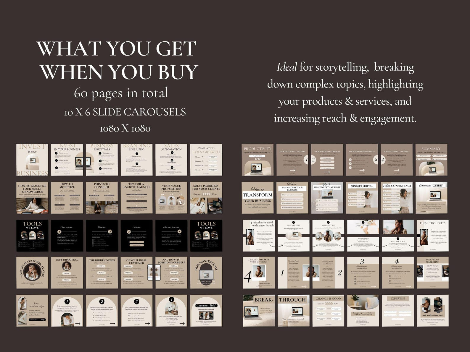 Minimalist Instagram Carousel Templates, Editable Carousel Posts for ...