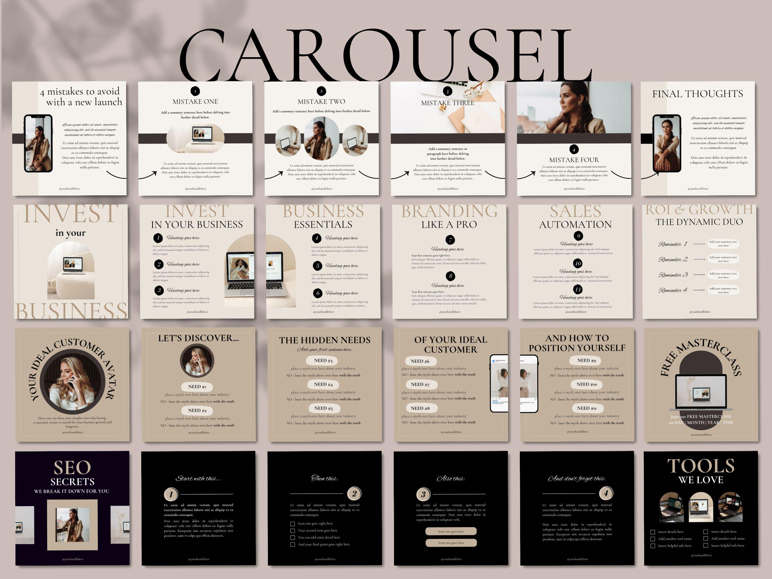 Minimalist Instagram Carousel Templates, Aesthetic Carousel Posts for ...