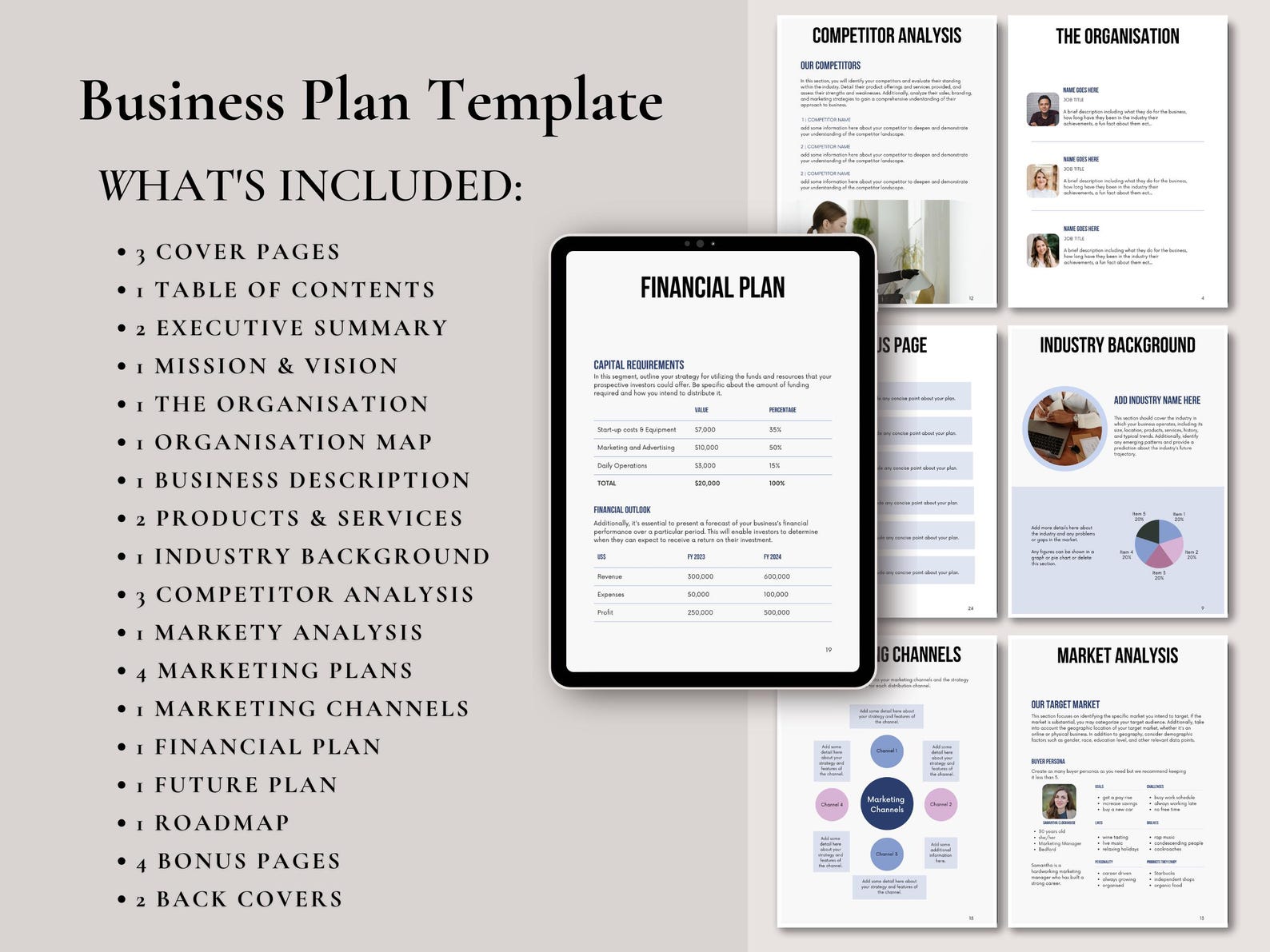 Business Plan Template Printable Start up Planner Business Planner ...