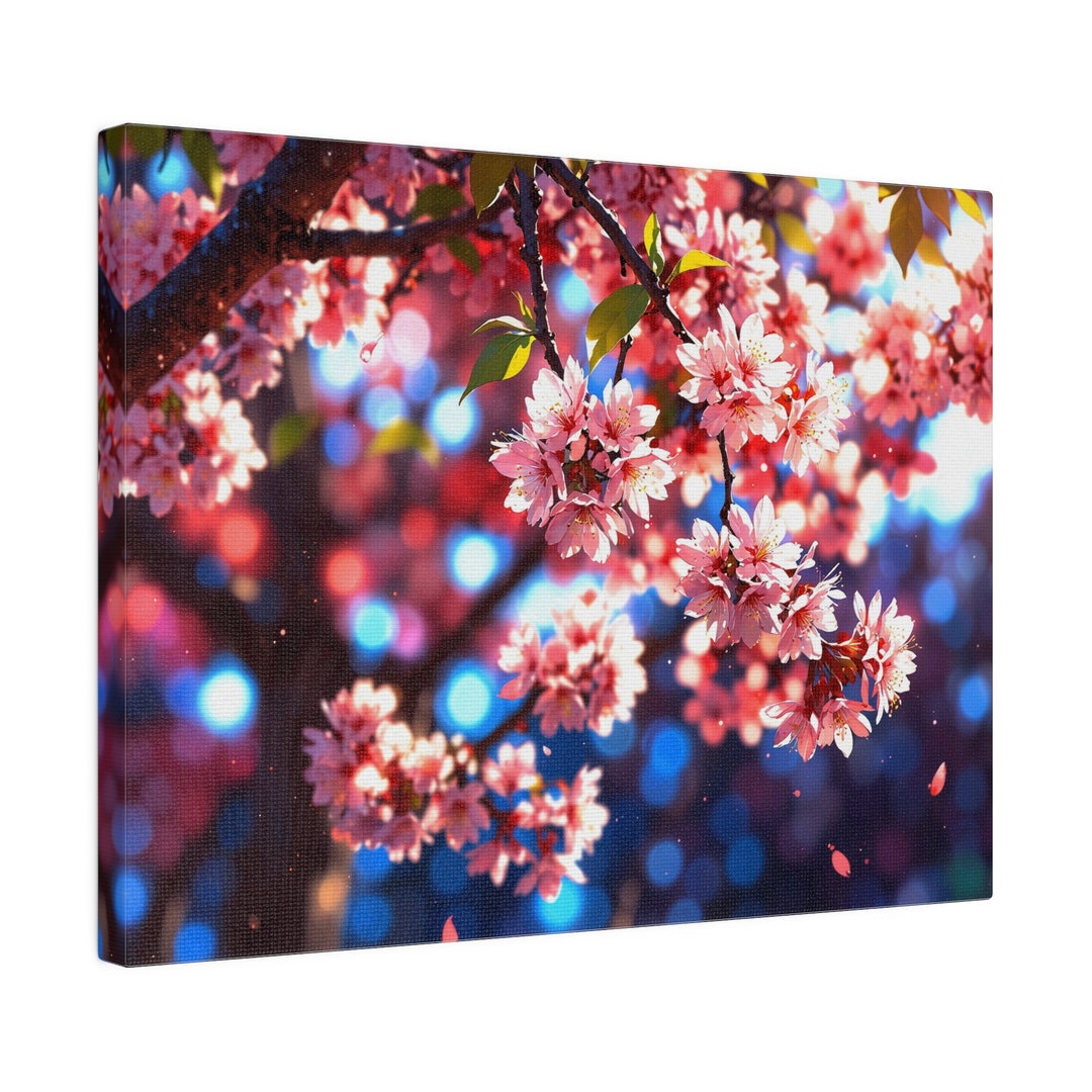 Pink Sakura Tree Anime Style Art Print on Canvas Picture for Home ...