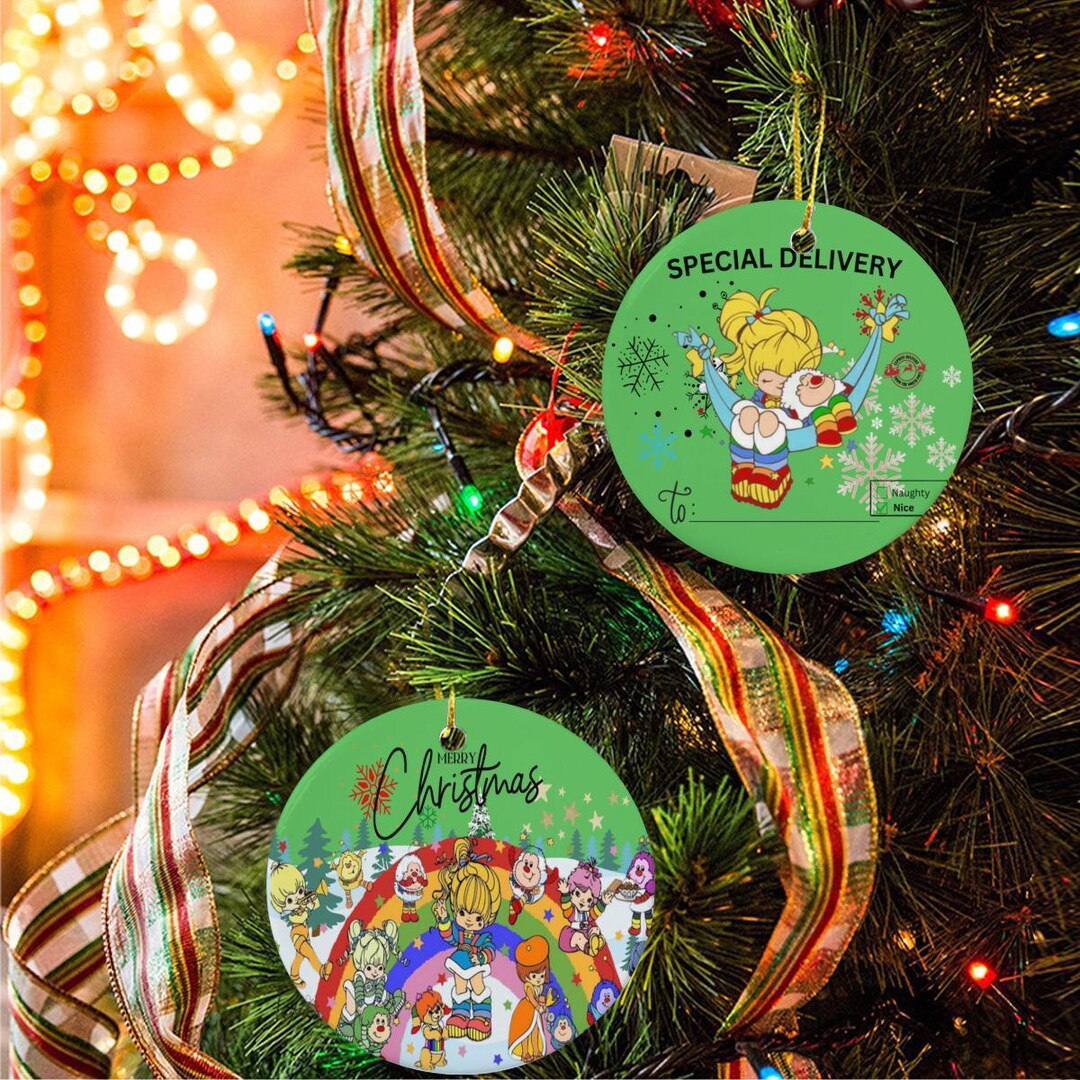 Character Rainbow Brite Christmas Day Round Ornament Set of Two double ...