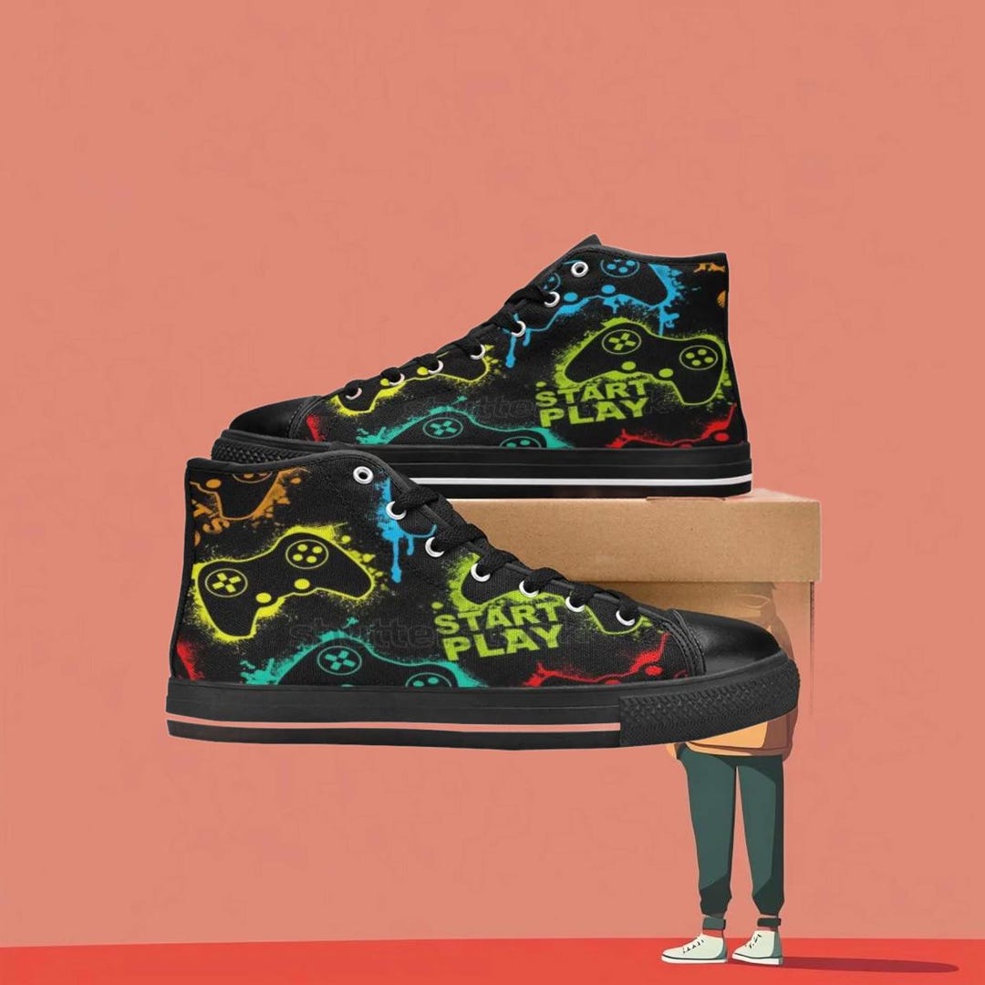 Gamer High Top Canvas Kid's Shoes - Etsy
