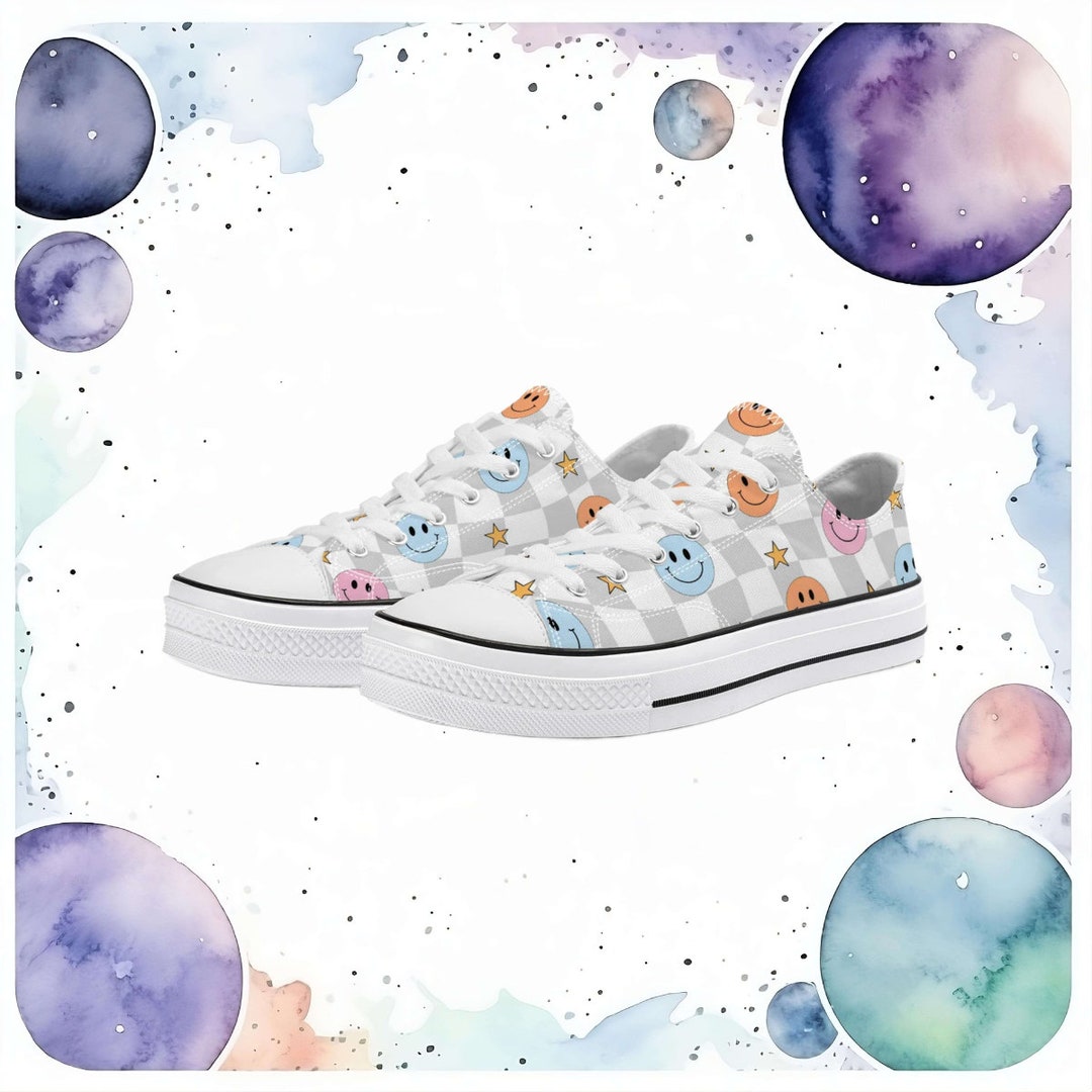 Smiley Face Shoes White - Etsy