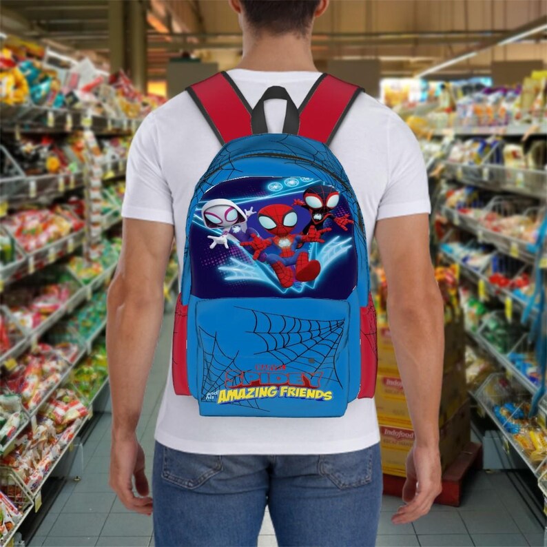 Character Spidey Friends Large Capacity Oxford Backpack With Cloth Side ...