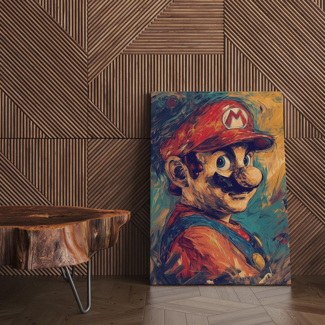 Abstract Mario Painting, Mario Wall Art, Gamer Room Decor, Soul of Star ...