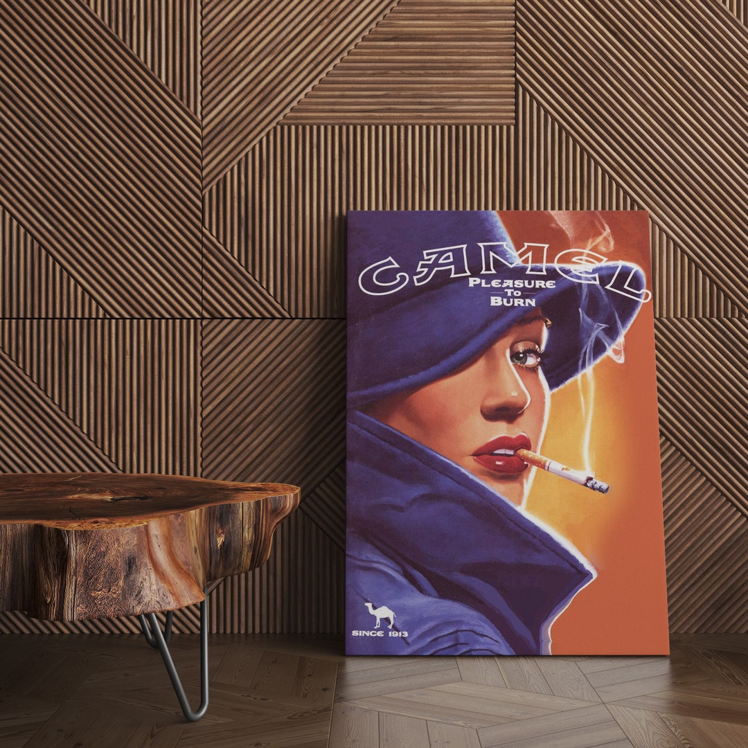 Vintage Camel Cigarette Poster Pleasure to Burn Retro Tobacco ...