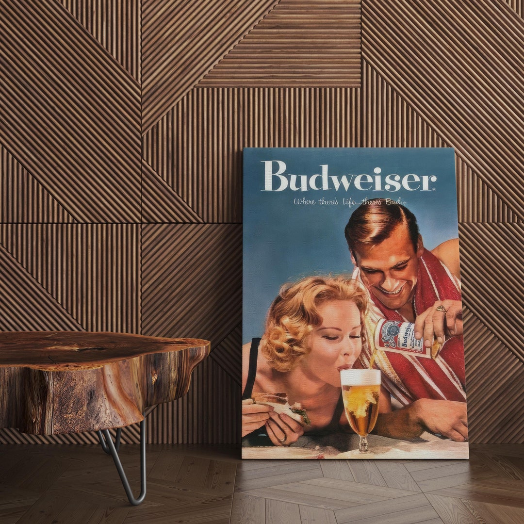 Vintage Budweiser Poster, Retro Beer Ad Print, Mid Century Bar Wall ...