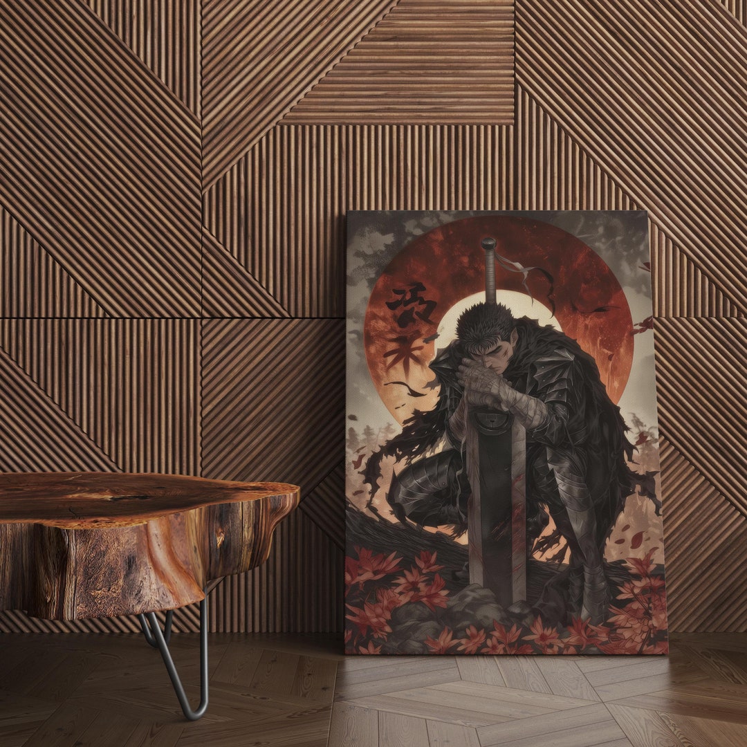 Berserk Guts Poster, Guts Fan Art Print, Dark Fantasy Anime Art, Sword ...