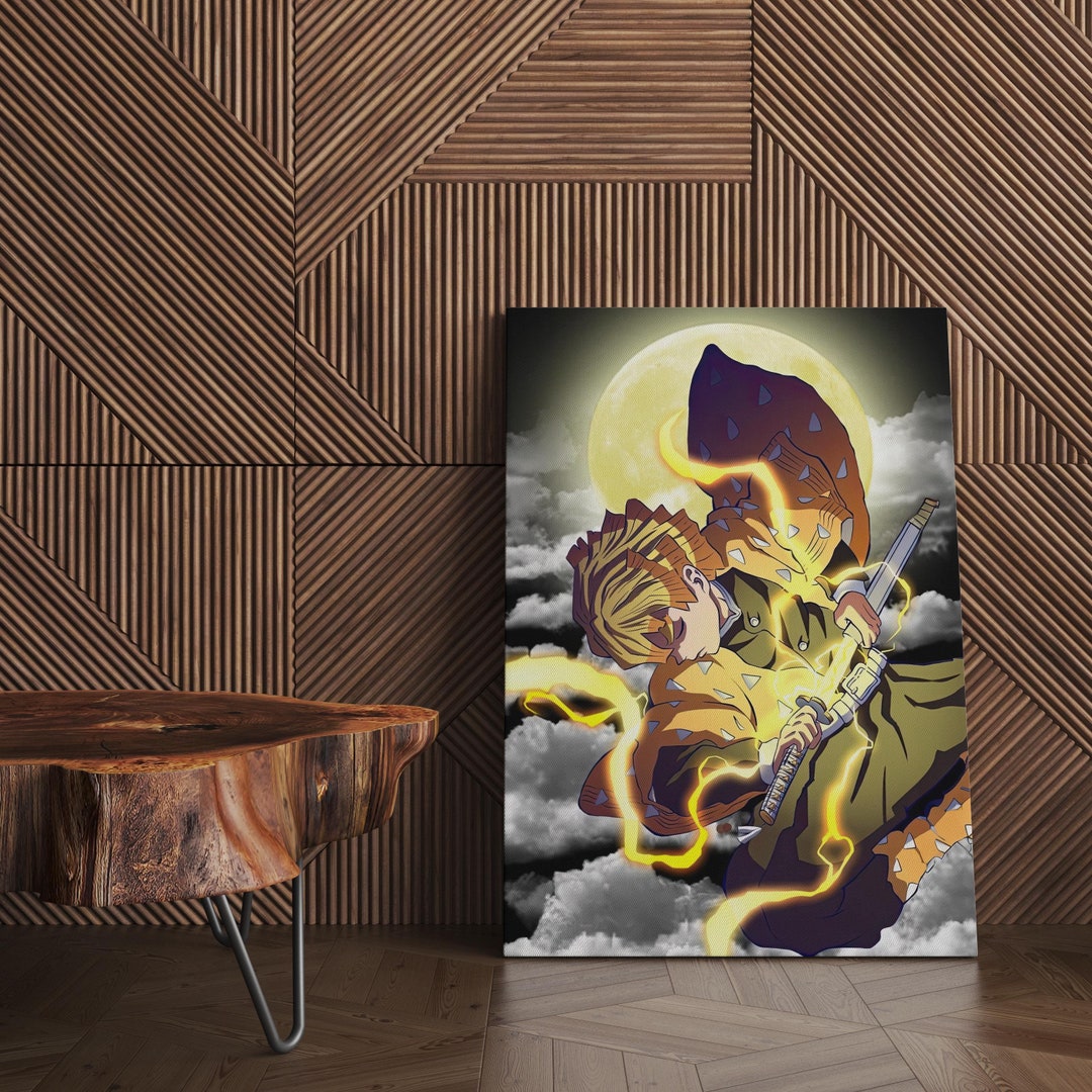 Zenitsu Agatsuma Poster, Demon Slayer Wall Art, Thunder Breathing Print ...