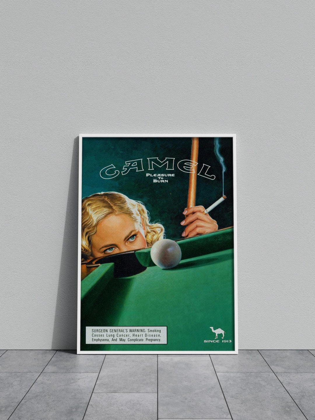 Retro Camel Cigarette Poster, Pleasure to Burn Vintage Art, Vintage ...