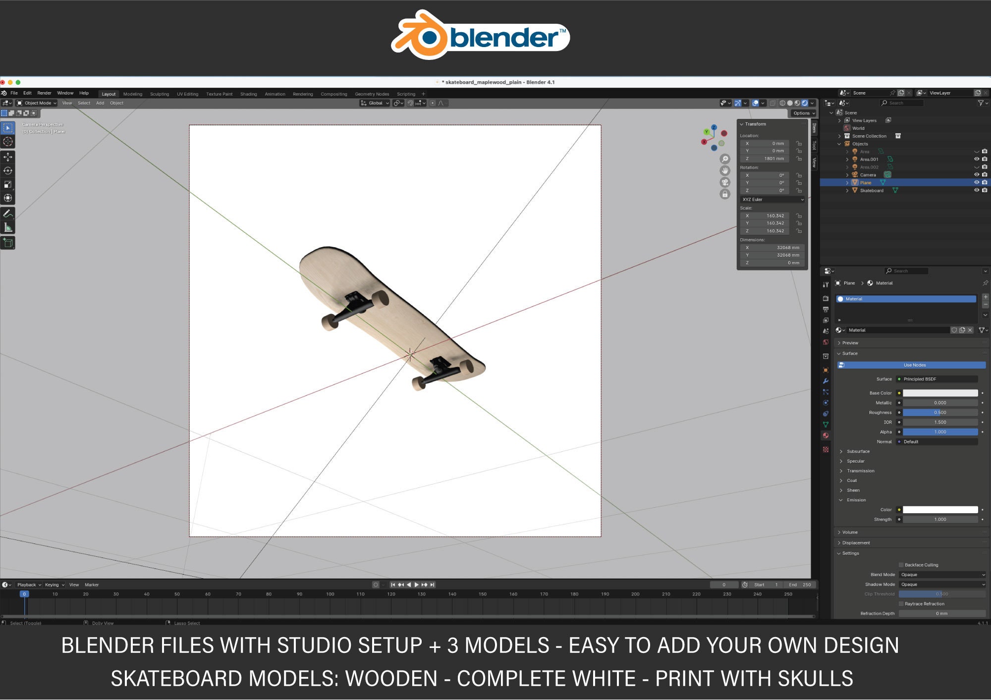 3D Skateboard Model Template Mockup Procreate Blender Skateboard Mockup, Deck Mockup, Skateboard ...