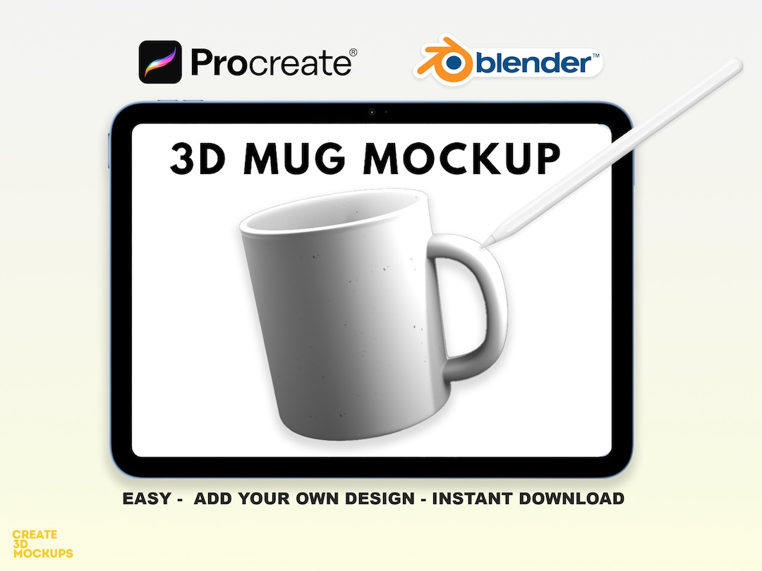 3D Mug Model Template Mockup Procreate Blender Cup Mockup, Ceramic ...