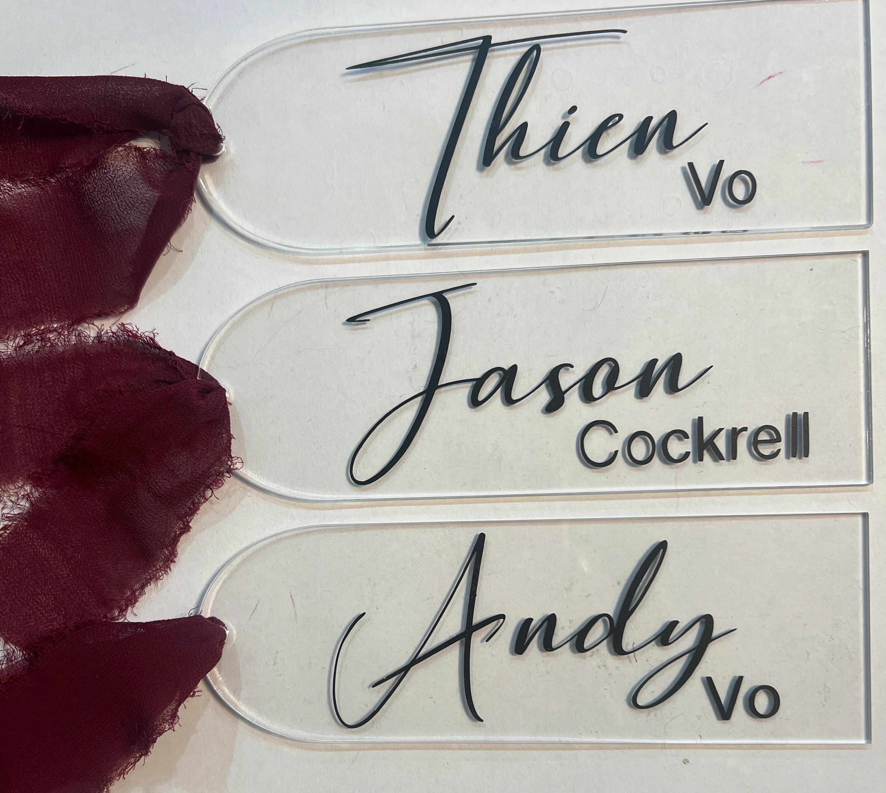 Custom Acrylic Name Tags With Ribbon - Perfect for Weddings, Birthdays ...