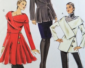 Vintage Shawl Collar Coat Sewing Pattern Vogue 9732 Size 6 8 10 12 Easy ...