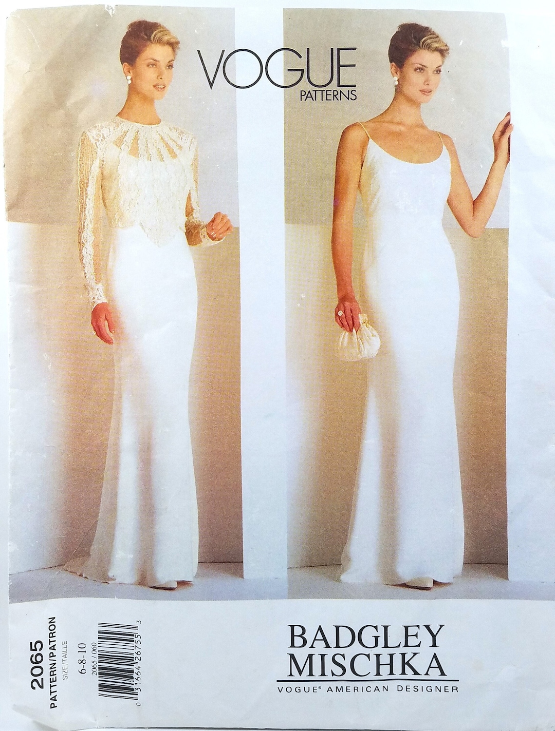 Column Dress Sewing Pattern Vogue 2065 Size 6 8 10 Badgely Mischka ...
