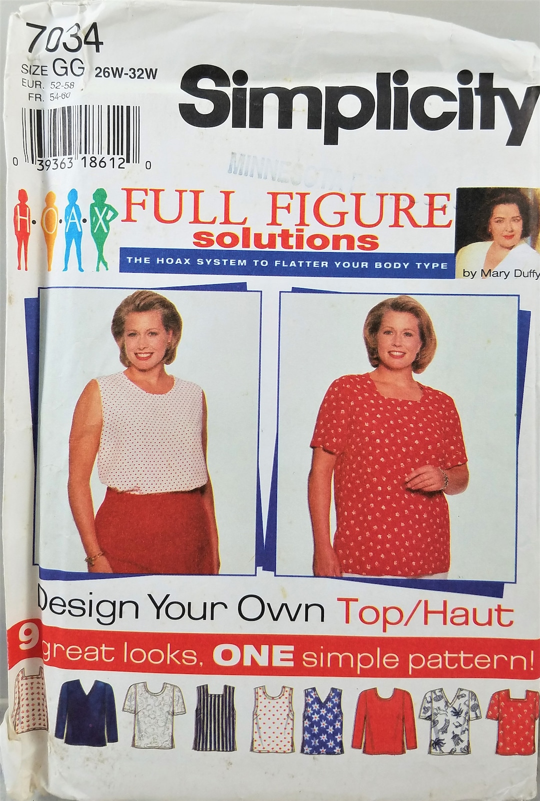 Plus Size Top Pattern Simplicity 7034 Design Your Own Easy To Sew Size 26w 28w 30w 32w Etsy