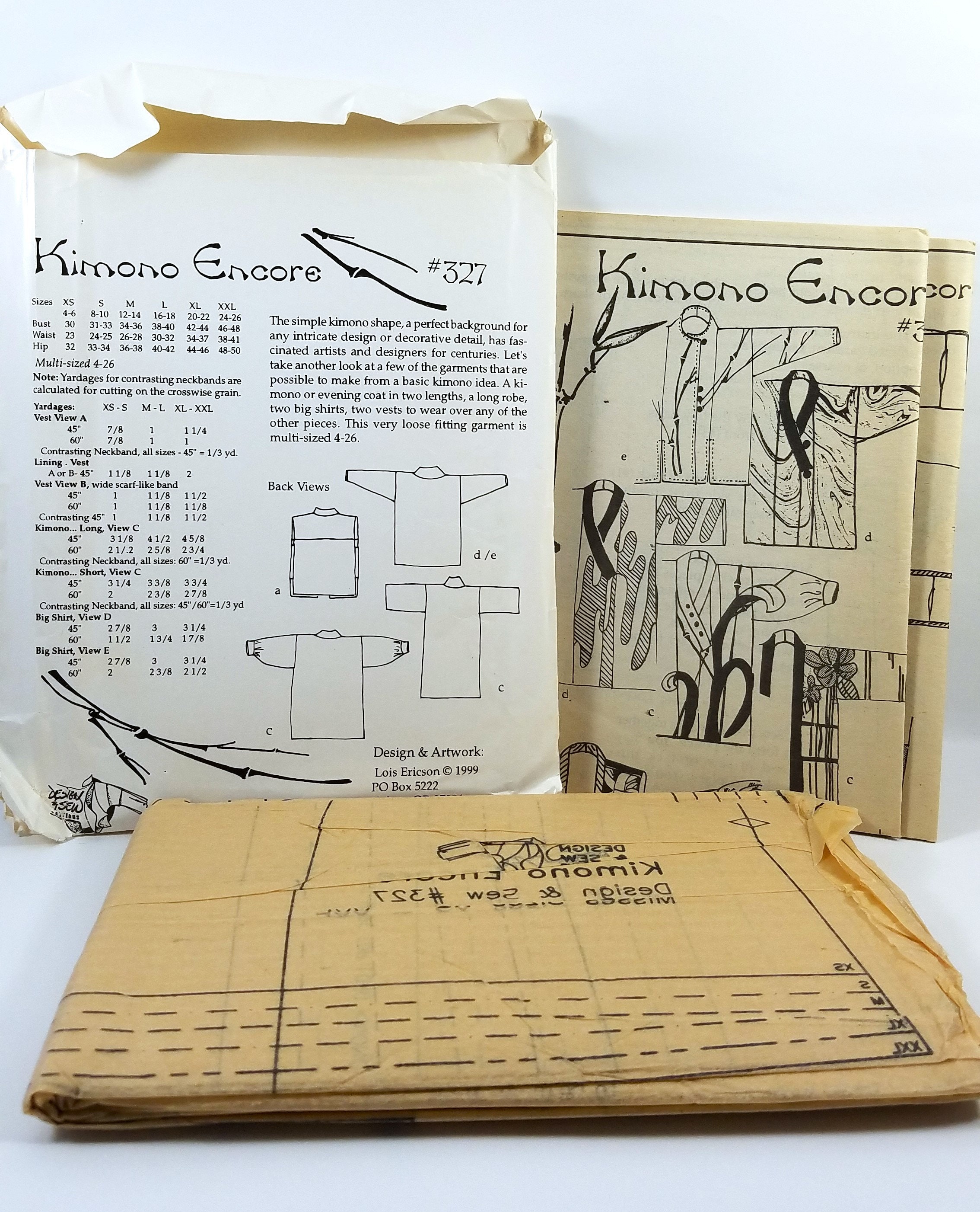 Lois Ericson Kimono Encore Sewing Pattern Size XS to XXL Jacket Robe ...