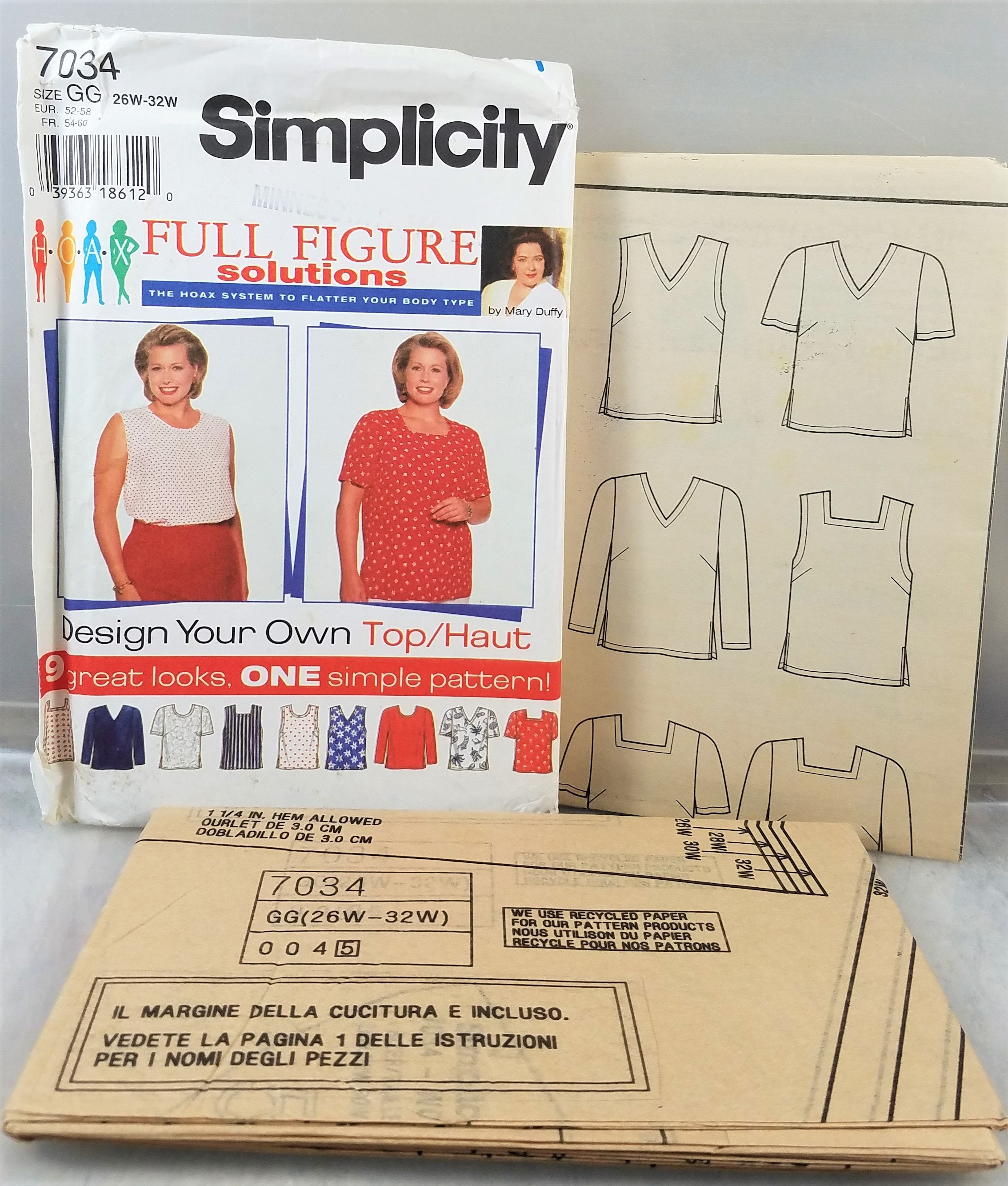 Plus Size Top Pattern Simplicity 7034 Design Your Own Easy to Sew Size ...