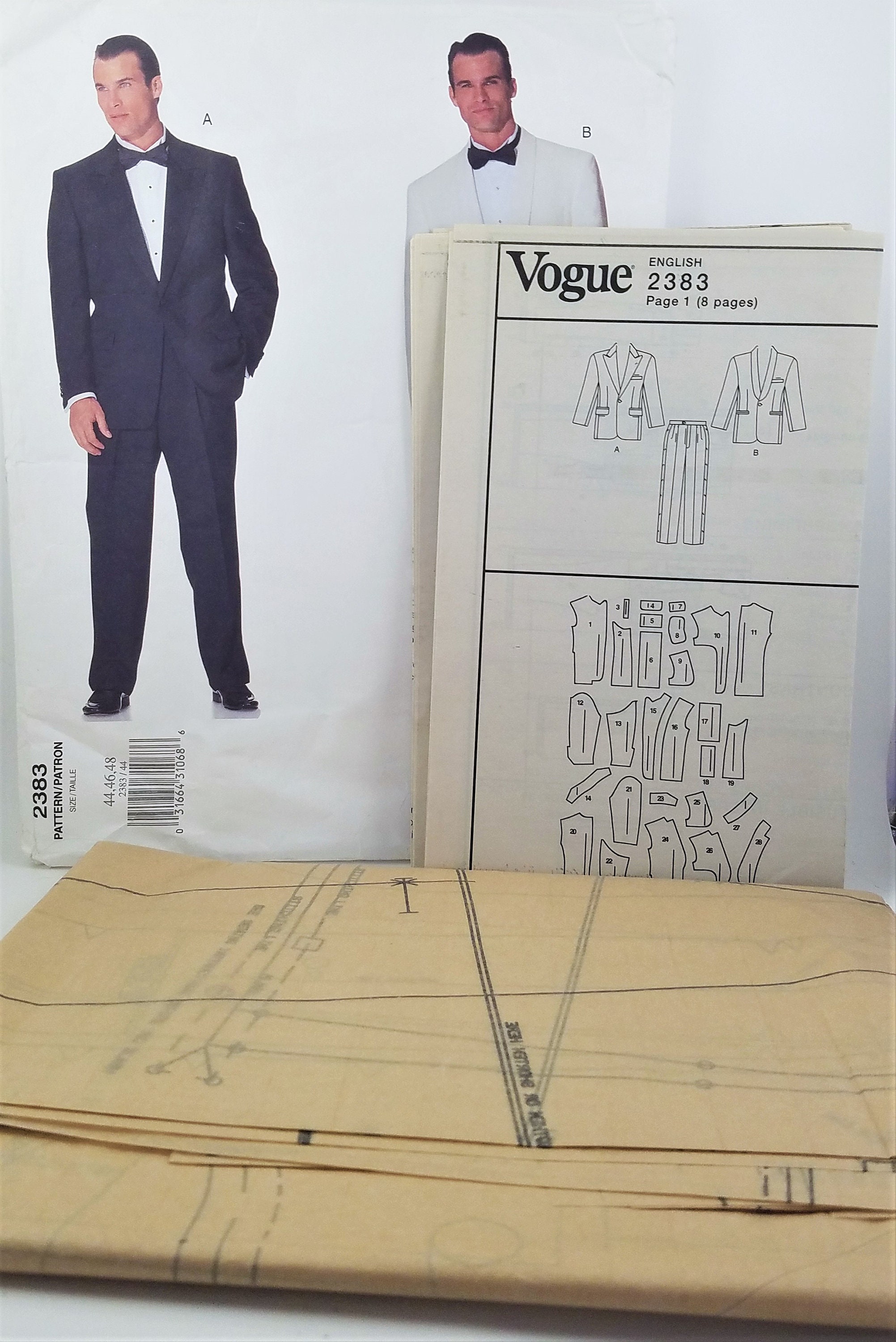 Formal Suit or Tuxedo Sewing Pattern Vogue 2383 Size 44 46 48 - Etsy