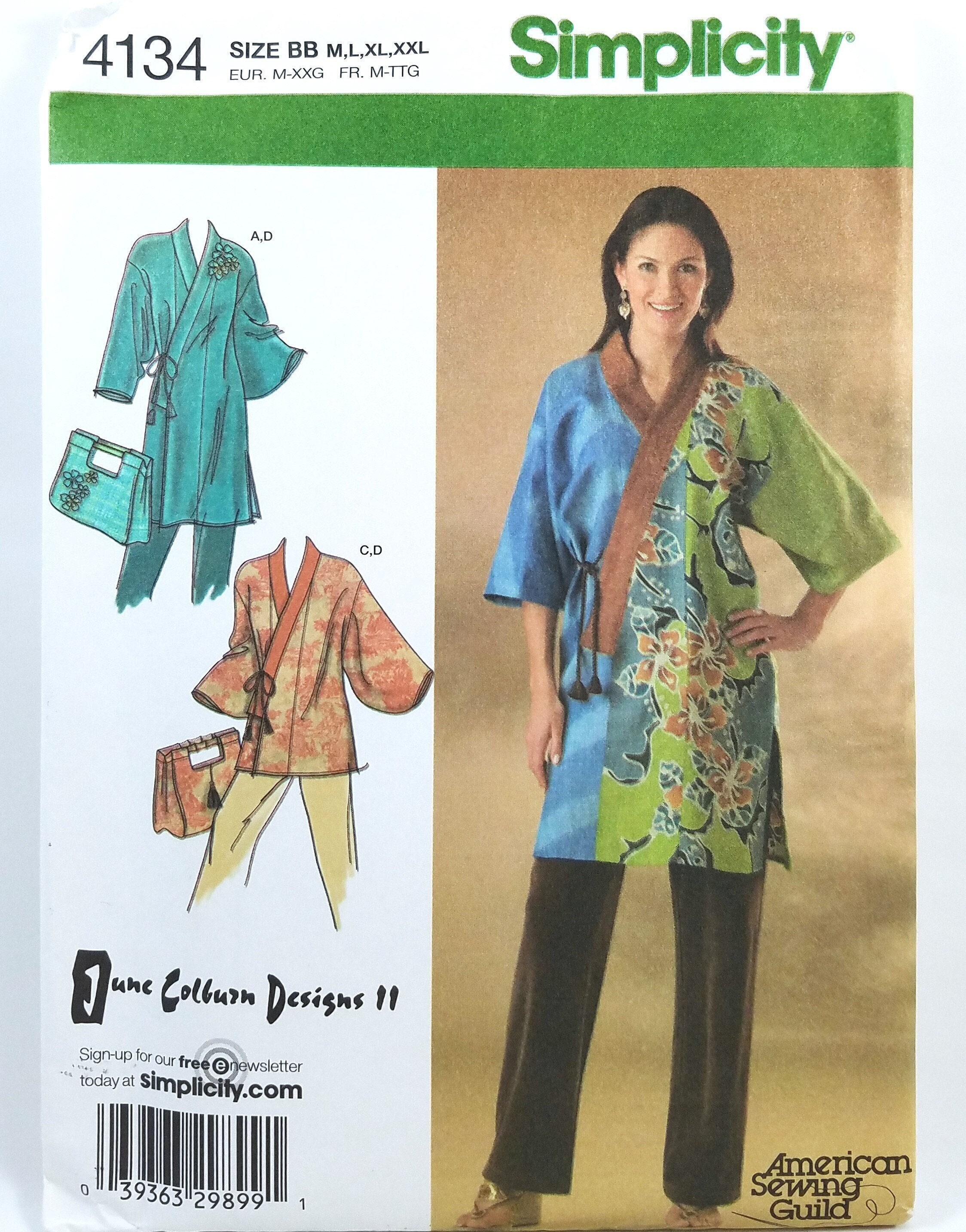 Kimono Wrap Top Sewing Pattern Simplicity 4134 Size M to XXL Tote Bag ...