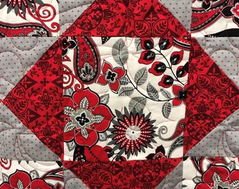 Red and Gray Quilt - Etsy