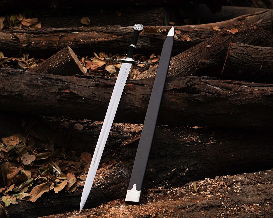 Handmade Witcher Sword, White Wolf Monster Slayer Sword With Scabbard ...