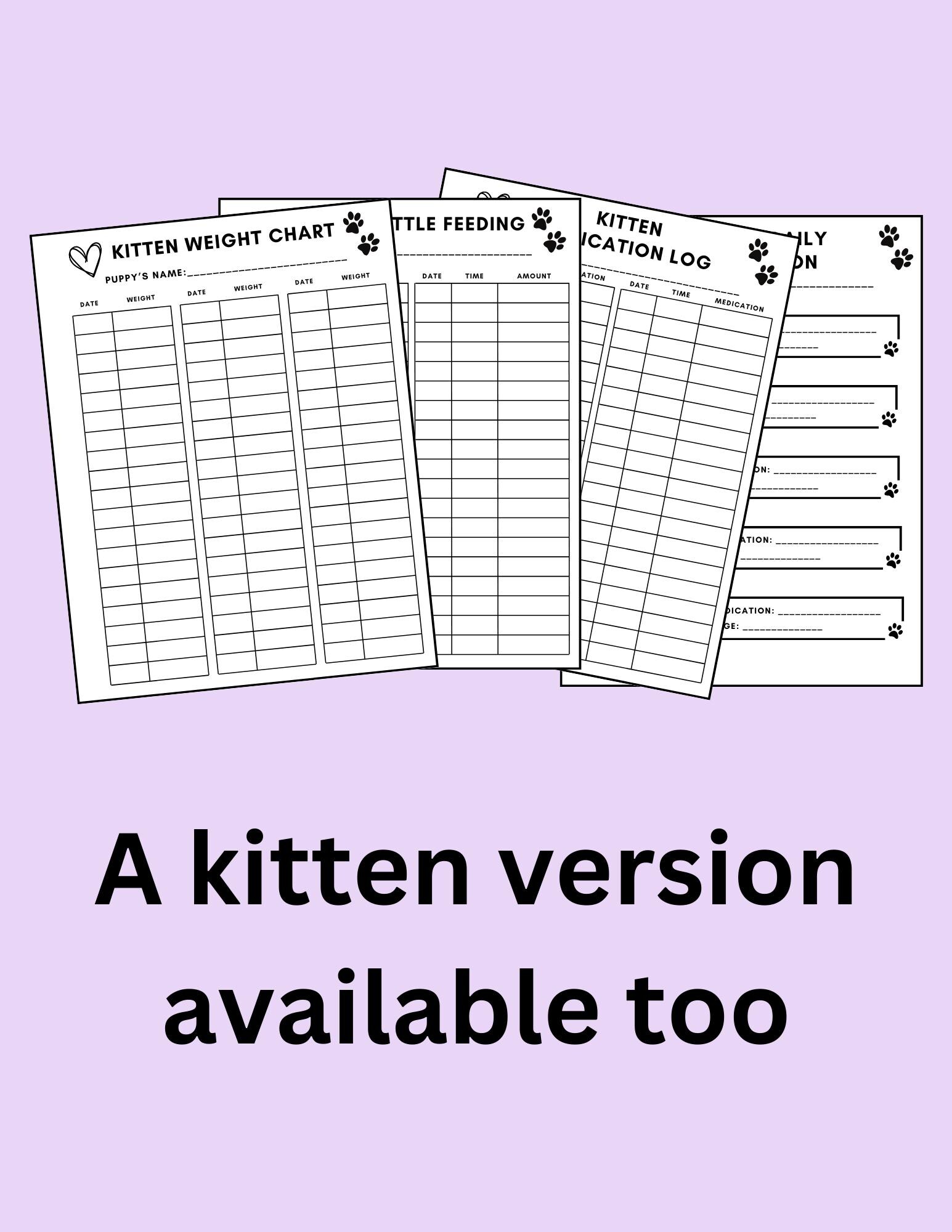 Printable Puppy Tracking Log Sheets - for All of Your Puppy's Health ...